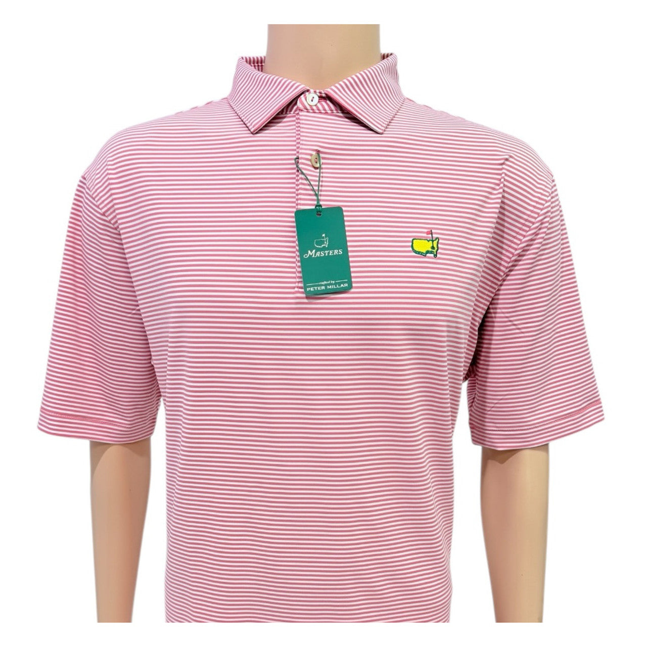 Masters Peter Millar Rosebud and White Striped Performance Tech Polo ...