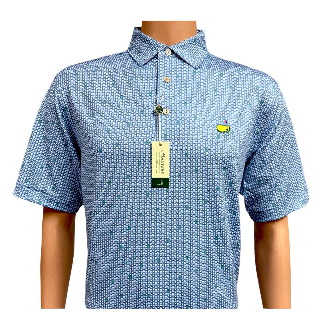 Masters Peter Millar Performance Tech Blue Beer Cup Pattern Polo ...